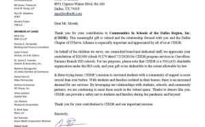 Received a Thank You letter From Communities in Schools of The Dallas ...